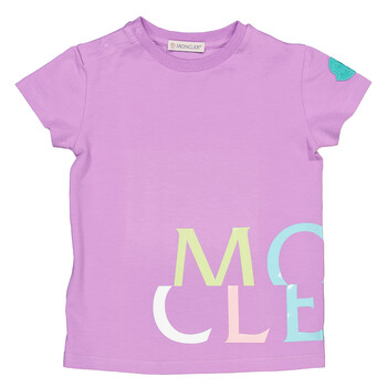 Moncler Kids Pastel Purple Cotton Logo Print Short Sleeve T-Shirt, Size ...