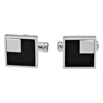 Montblanc Classic Collection Stainless Steel Square and Black Onyx Cufflinks 106624 ...