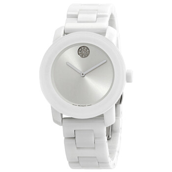Movado Bold Ceramic Quartz Silver Metallic Dial Ladies Watch 3600702 ...