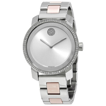 Movado Bold Ceramic Quartz Silver Metallic Dial Ladies Watch 3600702 ...