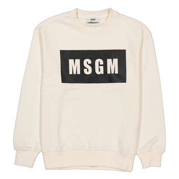Msgm Kids Box Logo Crewneck Cotton Sweatshirt, Size 12 MSJUSW021-013 - Clothing - Jomashop