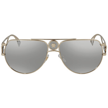 Versace Light Grey Mirror Silver Pilot Men's Sunglasses VE2225 12526G ...