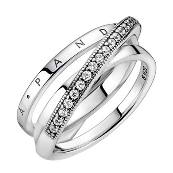 Pandora Crossover Pave Sterling Silver Triple Band Ring, Size 52 199057C01 - Jewelry, Pandora ...