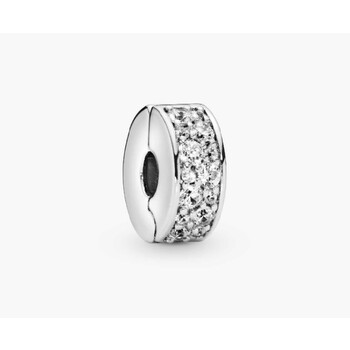 Pandora Silver Clip With Pink Cubic Zirconia And Silicone Grip ...