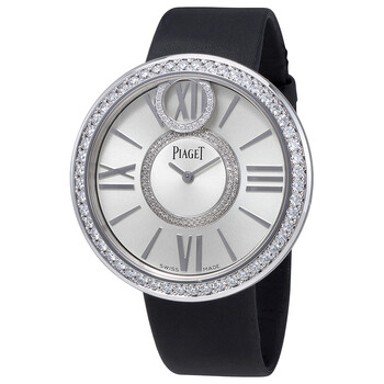 Piaget Limelight Gala Silver Dial Black Satin Strap Ladies Watch ...