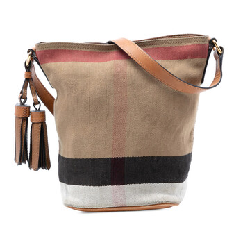 Burberry Pre-owned Burberry Mini Mega Check Canvas Ashby Tassel Bucket ...