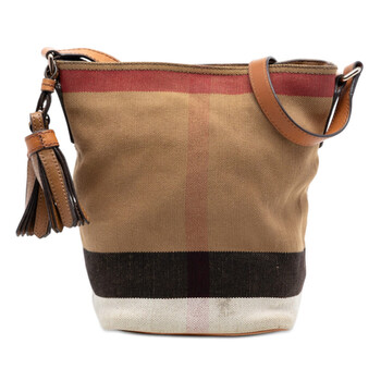 Burberry Pre-owned Burberry Mini Mega Check Canvas Ashby Tassel Bucket ...