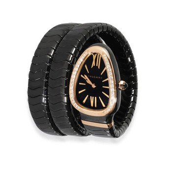 Bvlgari Pre-owned Bvlgari Serpenti Spiga Diamond Black Lacquered Dial ...