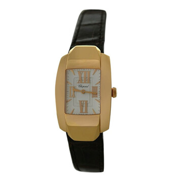 Chopard Two O Ten White Dial 18k Rose Gold Black Leather Ladies Watch ...