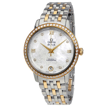 Omega De Ville Perstige Mother of Peal Diamond Dial Ladies Watch 42425276055002 424.25.27.60.55 ...