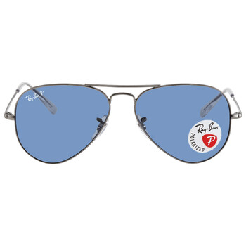 Ray-Ban Aviator Metal II Polarized Blue Unisex Sunglasses RB3689 004/S2 ...