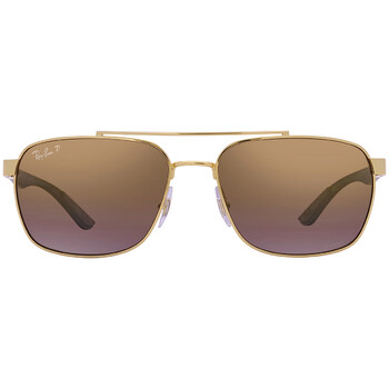 Ray-Ban Blue Mirrored Gold Gradient Polarized Rectangular Men's ...