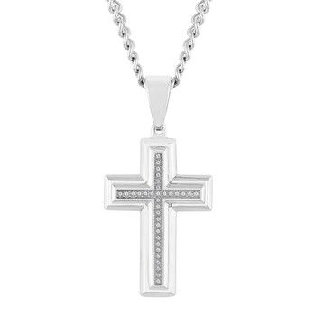Robert Alton 3/8CTW Diamond Stainless Steel Cross Pendant TS16053 ...