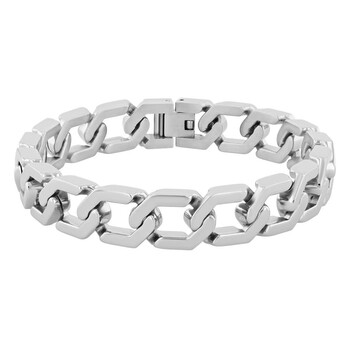 Robert Alton High Polish Curb Chain Men's Stainless Steel Bracelet ...