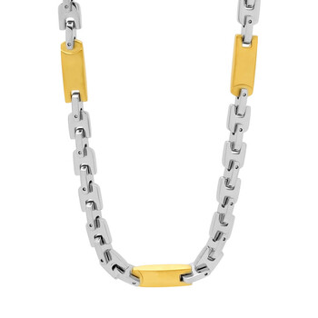 Robert Alton Stainless Steel with Yellow Finish Beveled Box Link Chain ...