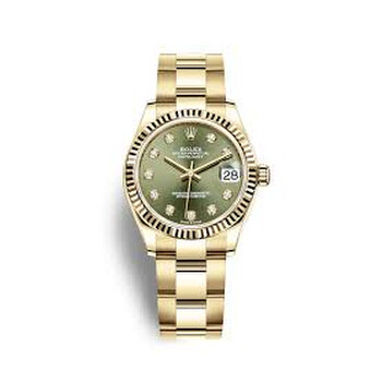 Rolex Datejust 31 Olive Green Diamond Dial Ladies 18kt Yellow Gold ...
