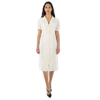 Rouje Ladies White Marin Short Sleeve Linen Dress, Brand Size 38 (US ...