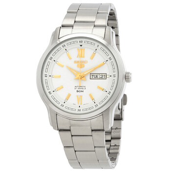Seiko 5 Automatic White Dial Stainless Steel Men's Watch SNKP15K1S ...