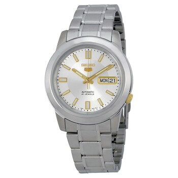 Seiko 5 Automatic White Dial Stainless Steel Men's Watch SNKK25 ...