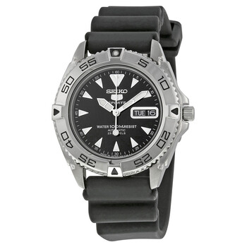 Seiko 5 Automatic Black Dial Black Rubber Men's Watch SNZB23J2 ...