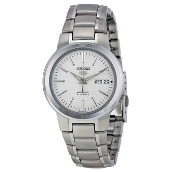 Seiko Automatic White Dial Men's Stainless Steel Watch SNKP09K1 ...