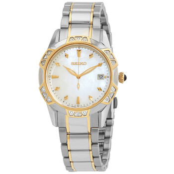 Seiko Diamonds Quartz Silver Dial Two-Tone Ladies Watch SUR582P1 ...