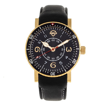 Shield Berge Quartz Black Dial Black Leather Men's Watch SLDSH101-6 ...