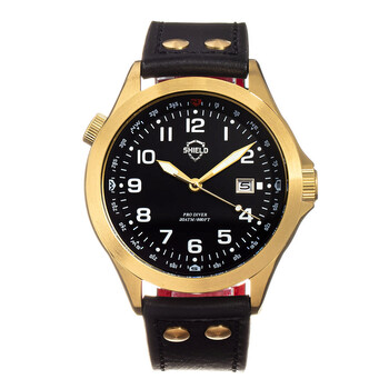 Shield Berge Quartz Black Dial Black Leather Men's Watch SLDSH101-6 ...