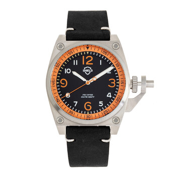 Shield Berge Quartz Black Dial Black Leather Men's Watch SLDSH101-6 ...