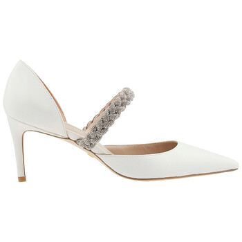 Stuart Weitzman Addison 75 White Leather Pointed-Toe Pumps, Brand Size ...