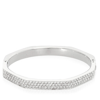 Swarovski Dextera White Rhodium Plated Octagon Shape Bangle, Size M ...