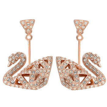 Swarovski Pink Gold-Tone Plated Swan Stud Earring Set (3) 5649197 ...