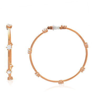 Swarovski Ladies Constella Hoop Earrings White Rose-Gold Tone Plated ...