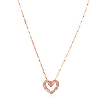 Swarovski Ladies Rose Gold-Tone Plated Una Heart Necklace 5628657 ...