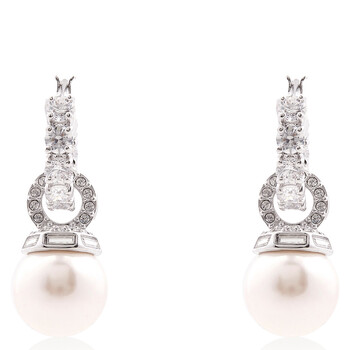 Swarovski Idyllia E Pierced Earrings Mini Hoop Drop Rhodium Shiny ...