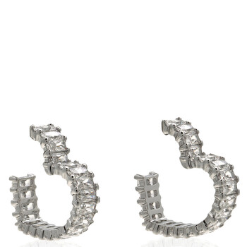 Swarovski Matrix Pierced Earrings Mini Hoop Ruthenium Shiny Grey ...