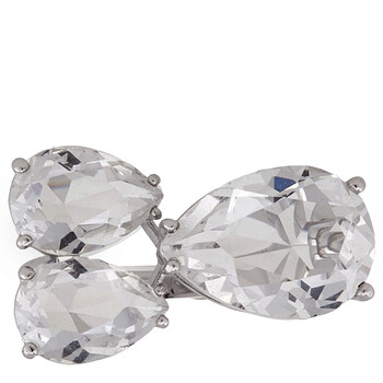 Swarovski Millenia Pear Cut Crystals, White, Rhodium Plated Ring, Size ...