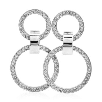Swarovski Crystal Attract Circle Pierced Earrings White Rhodium Plated ...