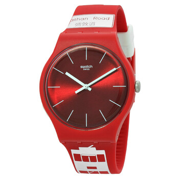 Swatch Red Grin Black Dial Red Silicone Ladies Casual Watch GB754 ...