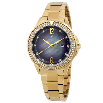 Technomarine Luna Quartz Crystal Ladies Watch TM-826011 886678468607 ...