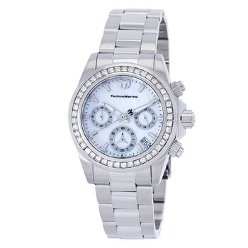 Technomarine Manta Chronograph GMT Quartz Crystal White Dial Ladies ...