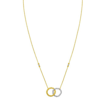 Alor Grey Cable & Yellow Chain Interlocking Full Circle Necklace with 14K Gold & Diamonds 08-43 ...