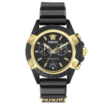 Versace Greca Logo Chronograph Quartz Black Dial Men's Watch VEZ900421 ...