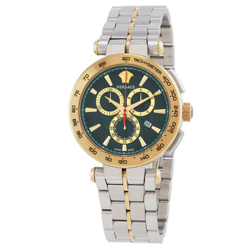 Versace New Chrono Chronograph Quartz Green Dial Men's Watch VE2E00821 ...