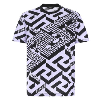 Versace Men's Greca Monogram Print Cotton T-shirt, Size X-Large 1003393 ...