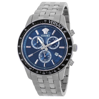 Versace V-Chrono Chronograph Quartz Blue Dial Men's Watch VEHB00519 ...
