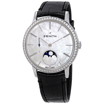 Zenith Elite White Mother of Pearl Dial Ladies Diamond Watch 16.2320. ...