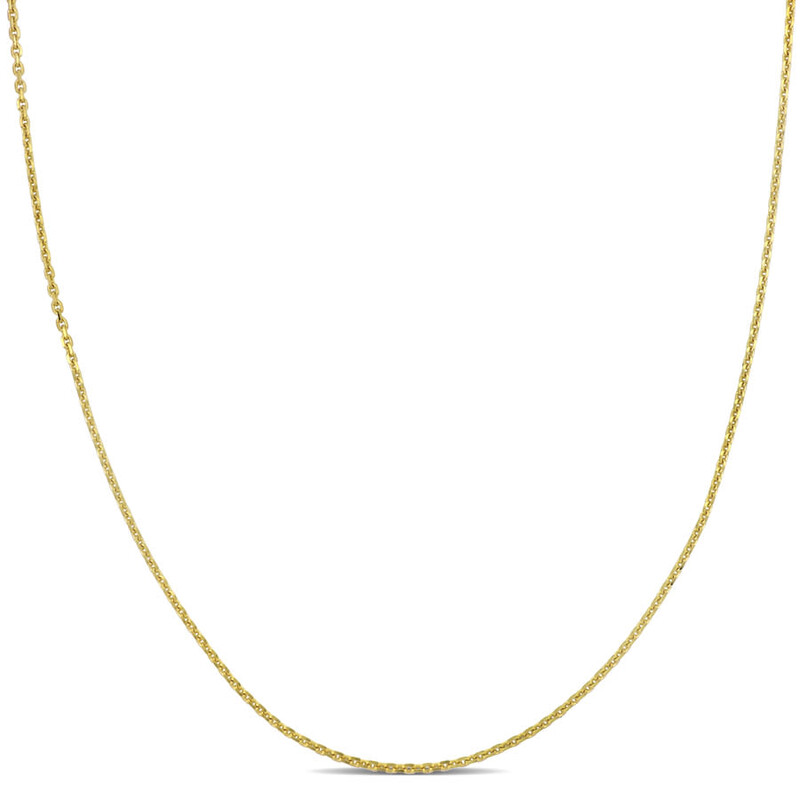 Amour 10K Yellow Gold 0.85mm Diamond Cut Cable Chain Necklace W/ Spring ...