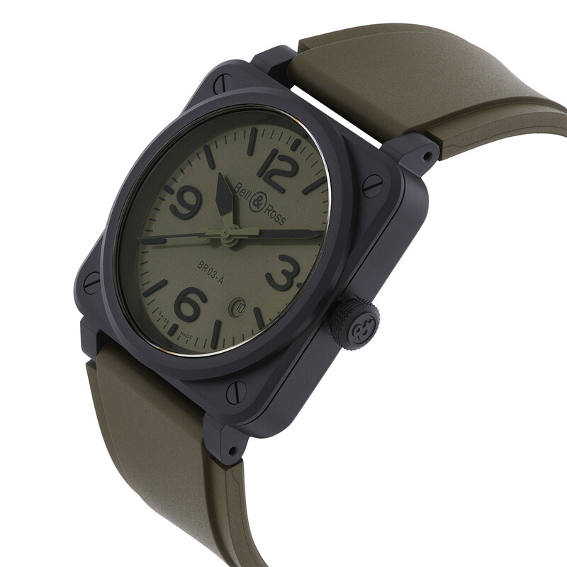 Bell And Ross BR 03 Military Ceramic Automatic Khaki Dial Men's Watch ...