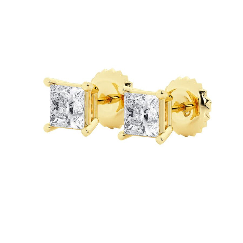 Brilliant Diamond 14K Yellow Gold IGI Certified 3 Carat Princess Cut ...